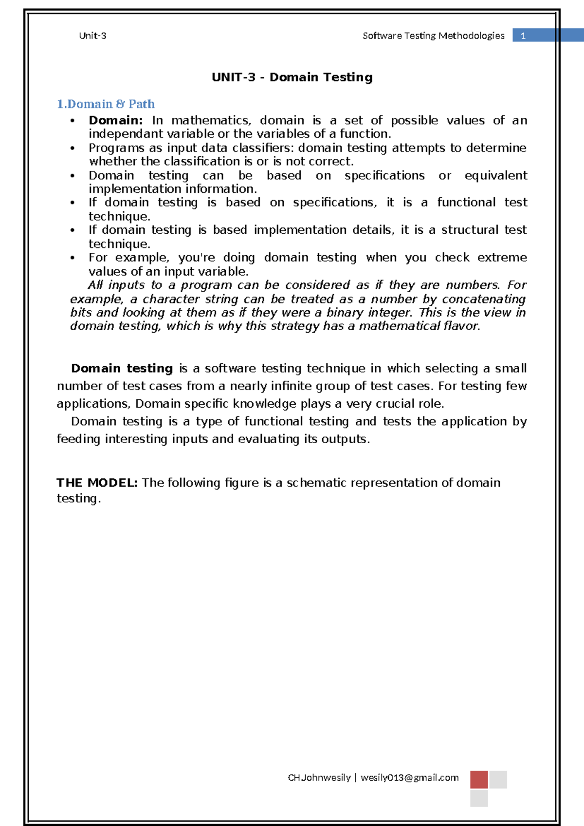 STM Notes Unit-3 - Testing Methods - UNIT-3 - Domain Testing 1 & Path ...