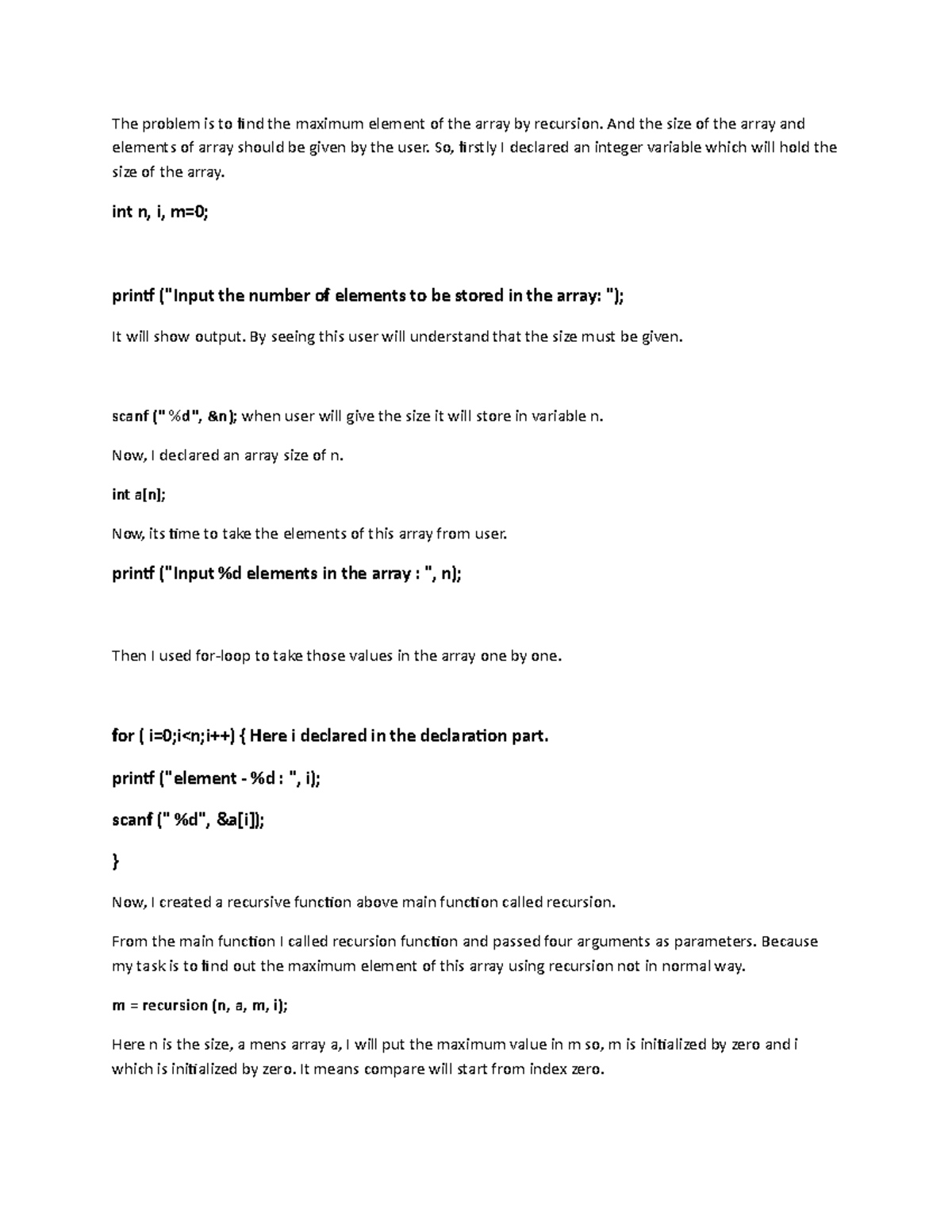 1-C - c program - The problem is to find the maximum element of the ...