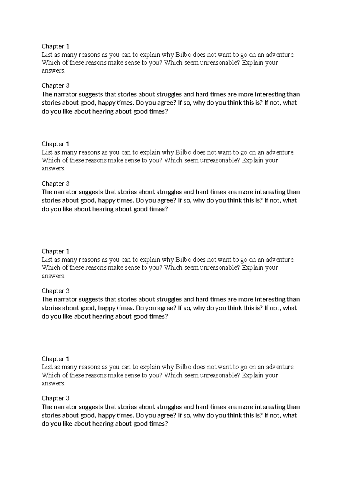 Chapter 1 and 3 Responding tasks - Chapter 1 List as many reasons as ...