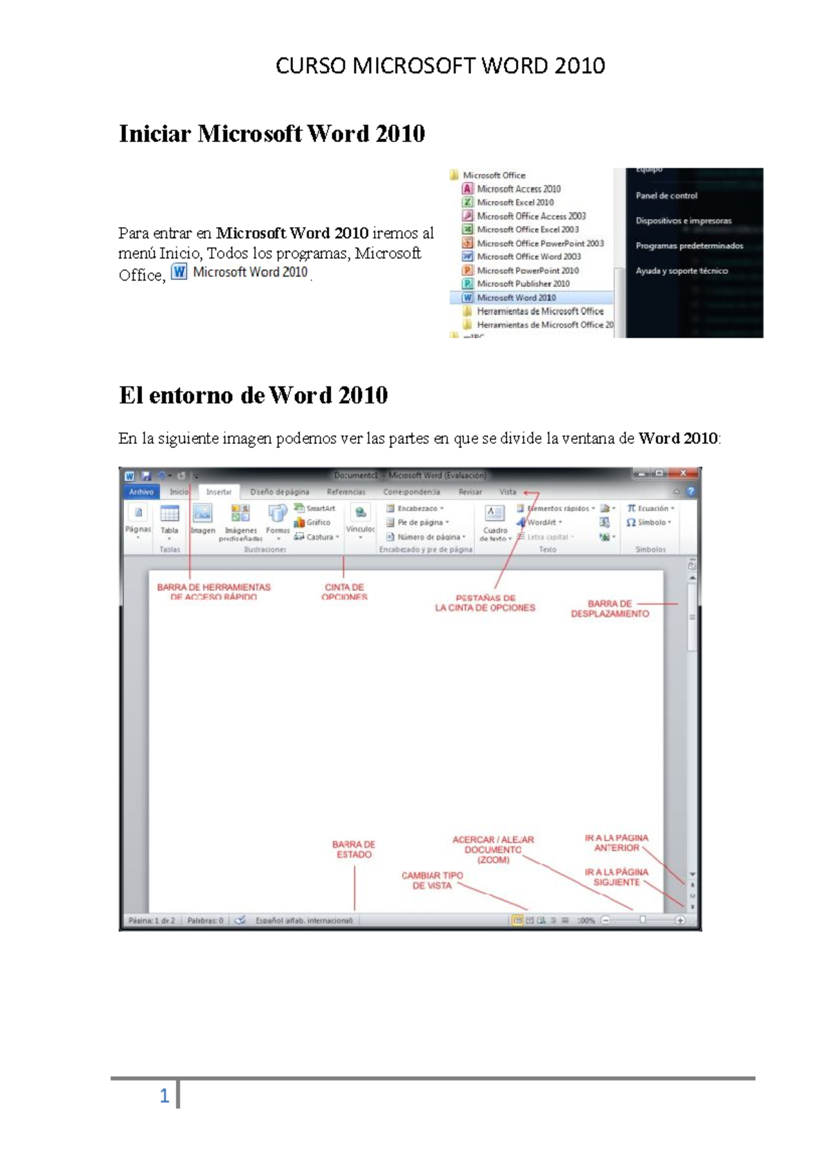 Microsoft Word 2010 - CURSO MICROSOFT WORD 2010 Iniciar Microsoft Word ...