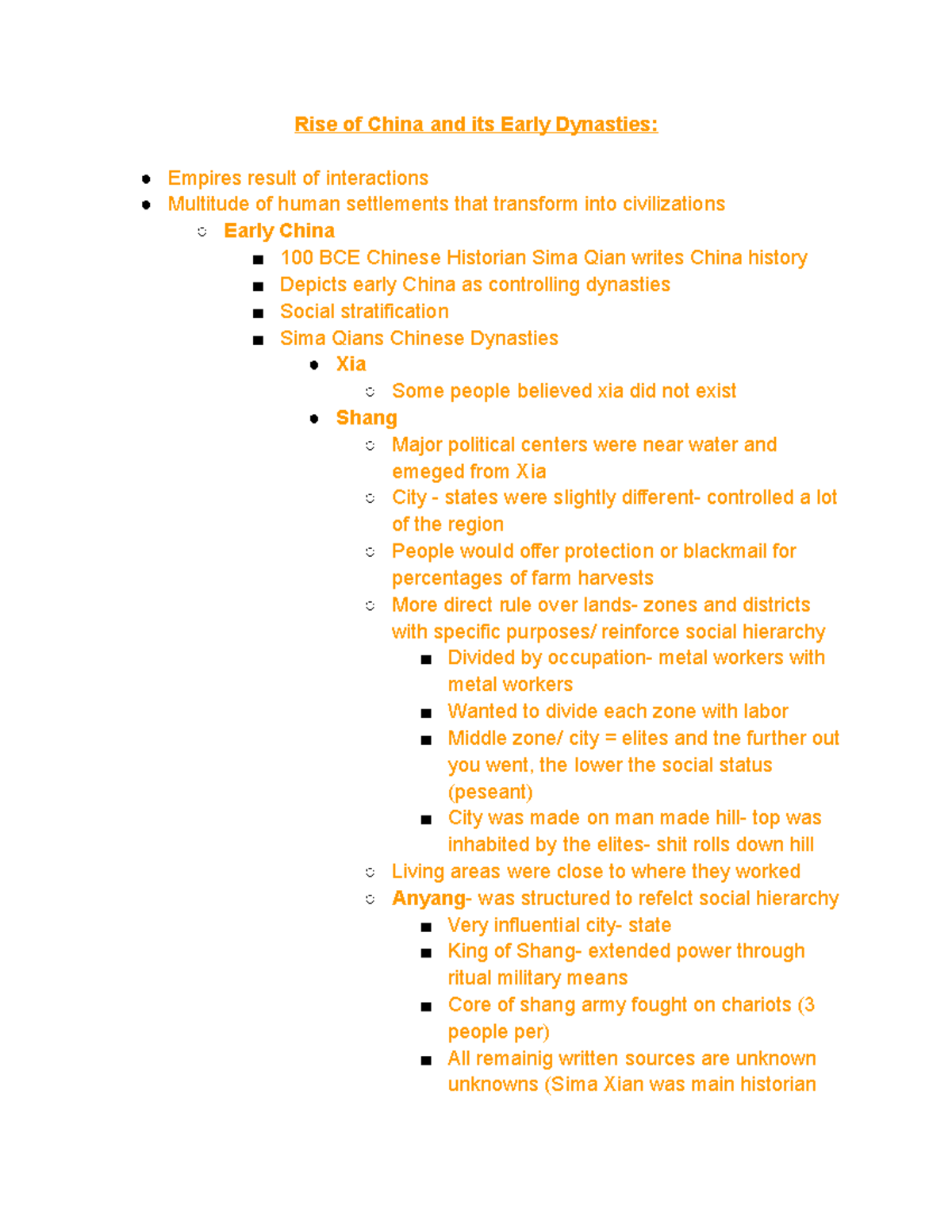 Rise of China and its Early Dynasties - Studocu