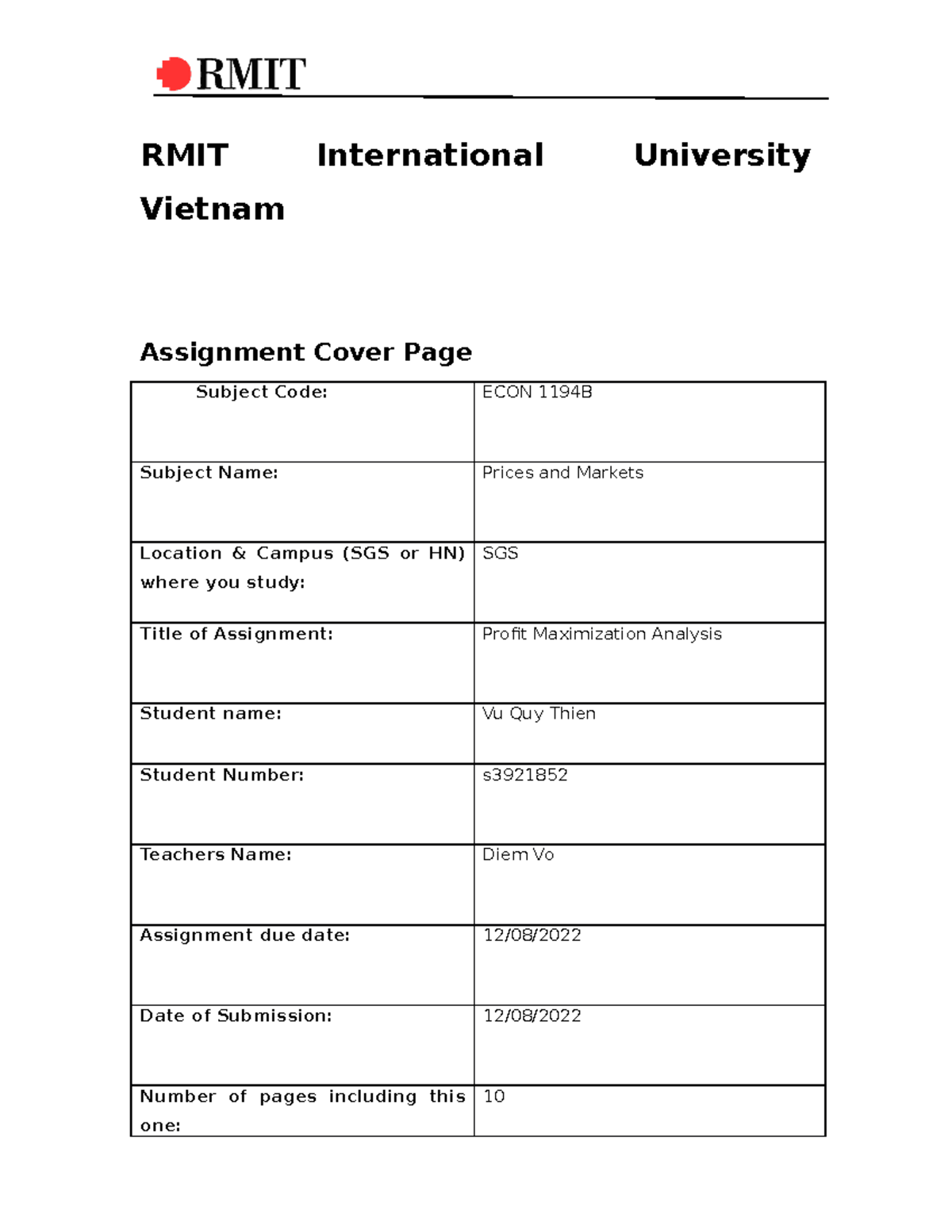 Assignment-2-ECON1194 -Vu-Quy-Thien-S3921852-1-4 - RMIT International ...