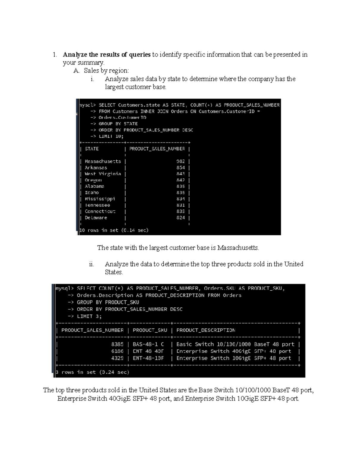 DAD 220 Module Five Major Activity - Analyze the results of queries to ...