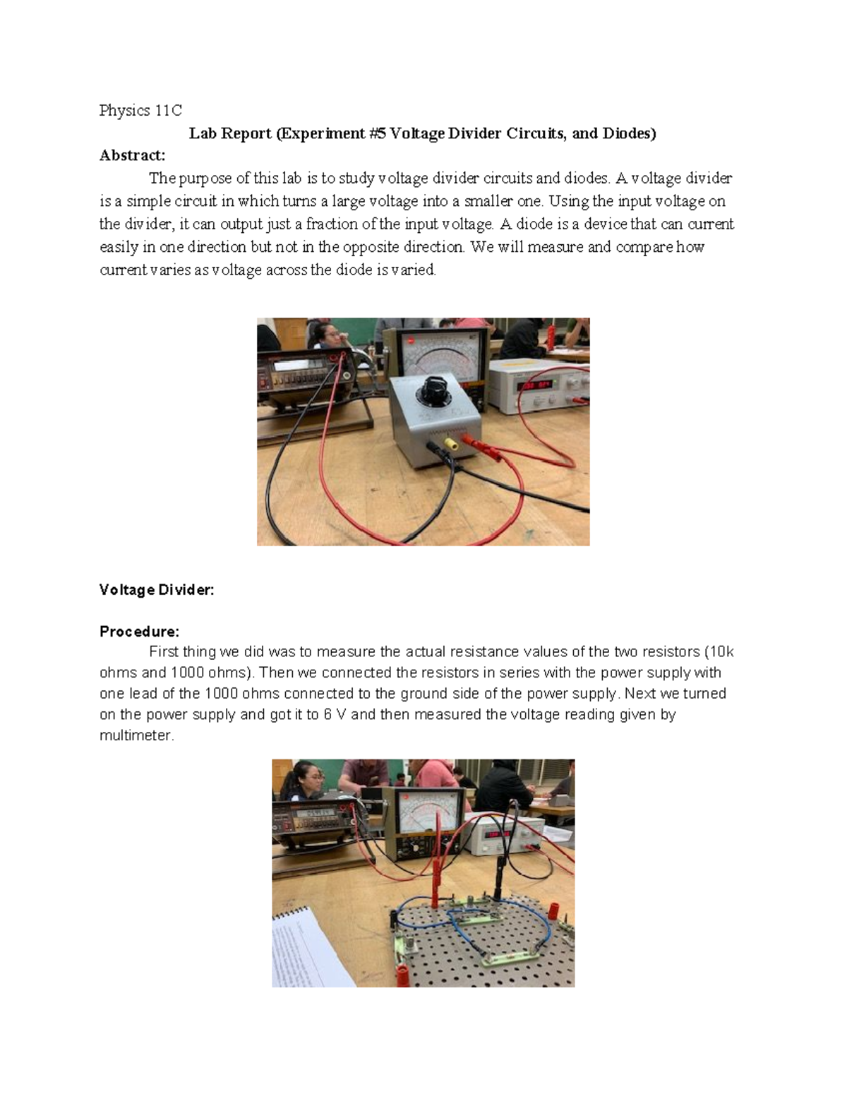 Lab5 Write up - Lab 5 for 11C - Physics 11C Lab Report (Experiment #5 ...