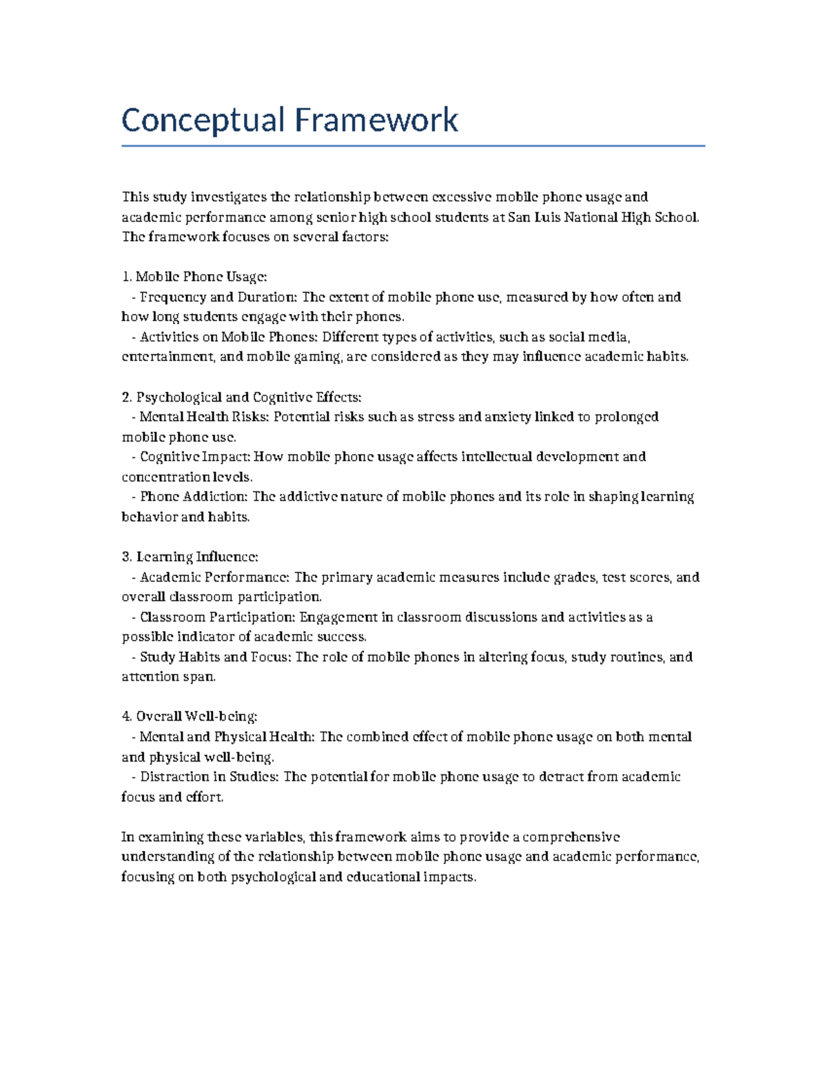Conceptual Framework Rev Sophia - Conceptual Framework This study ...