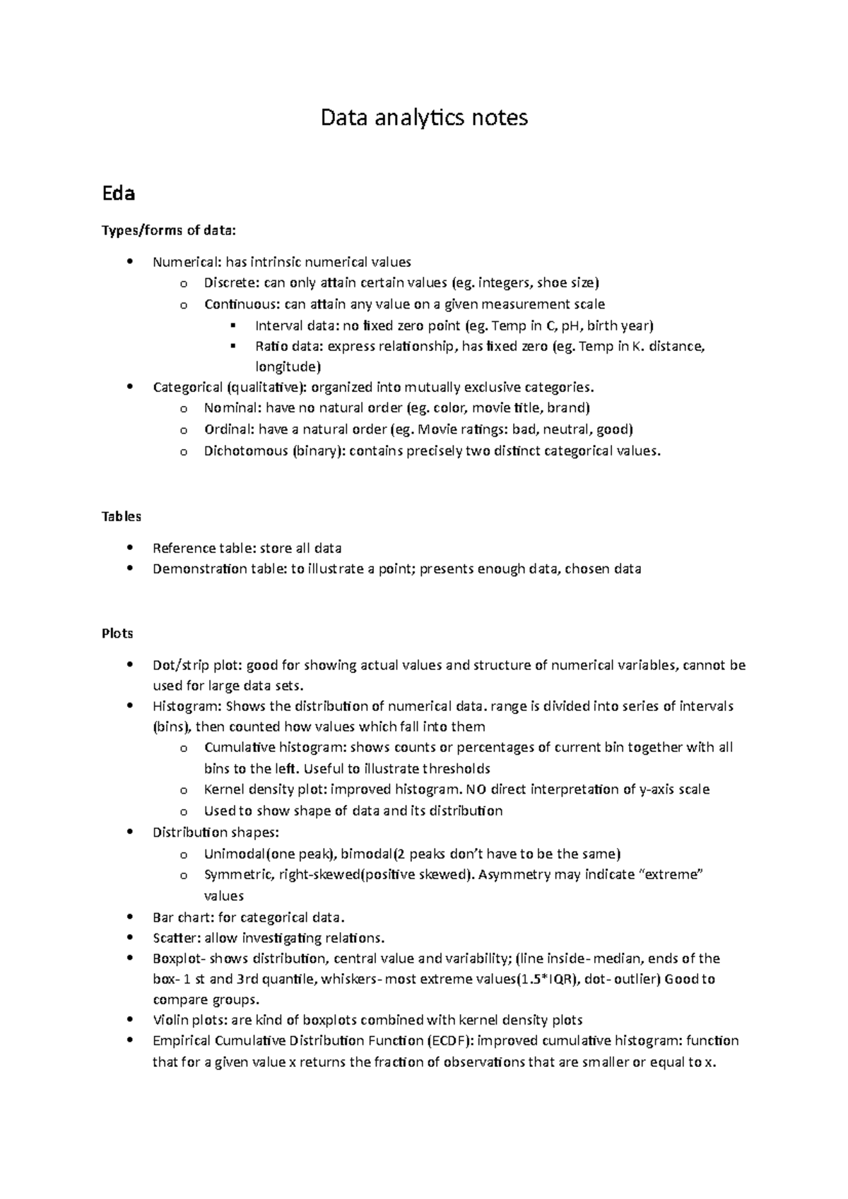 Data analytics notes - College-aantekeningen all - Data analytics notes ...