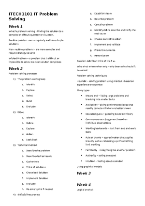 SAMPLE EXAMINATION ITECH1101 IT Problem Solving - ITECH1101 IT Problem Solving Student Number ...
