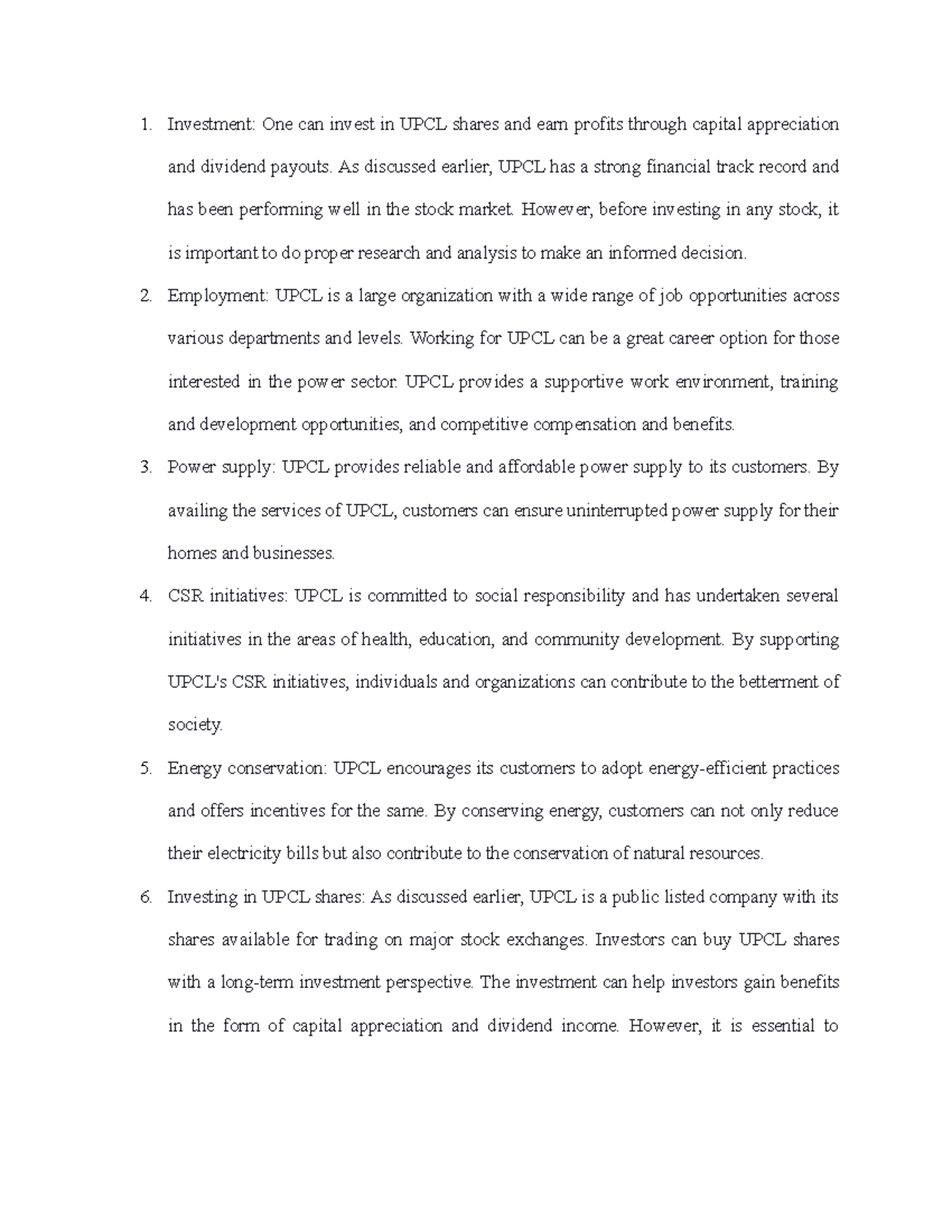 UPCL FILE 25 - Power corporation business model - Investment: One can ...