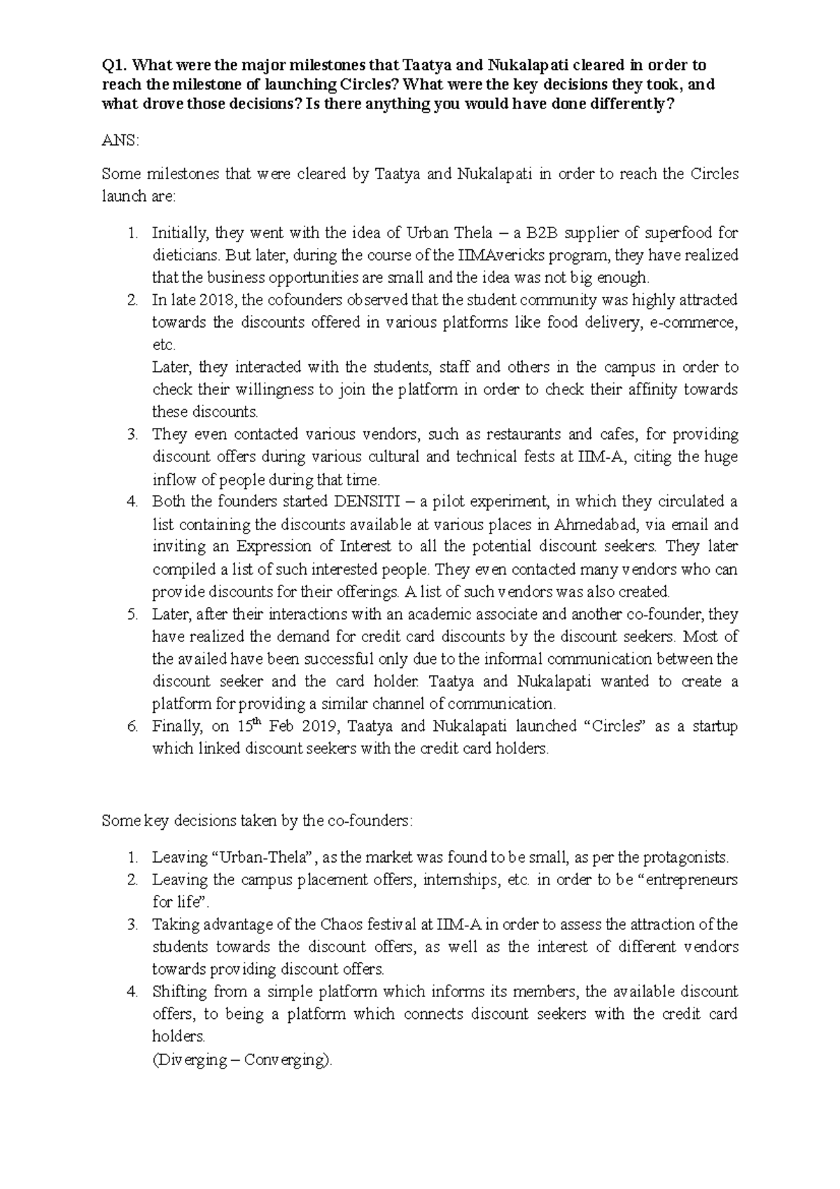 Circles case study - ok good to learn it NSB noida idle situations - Q1 ...