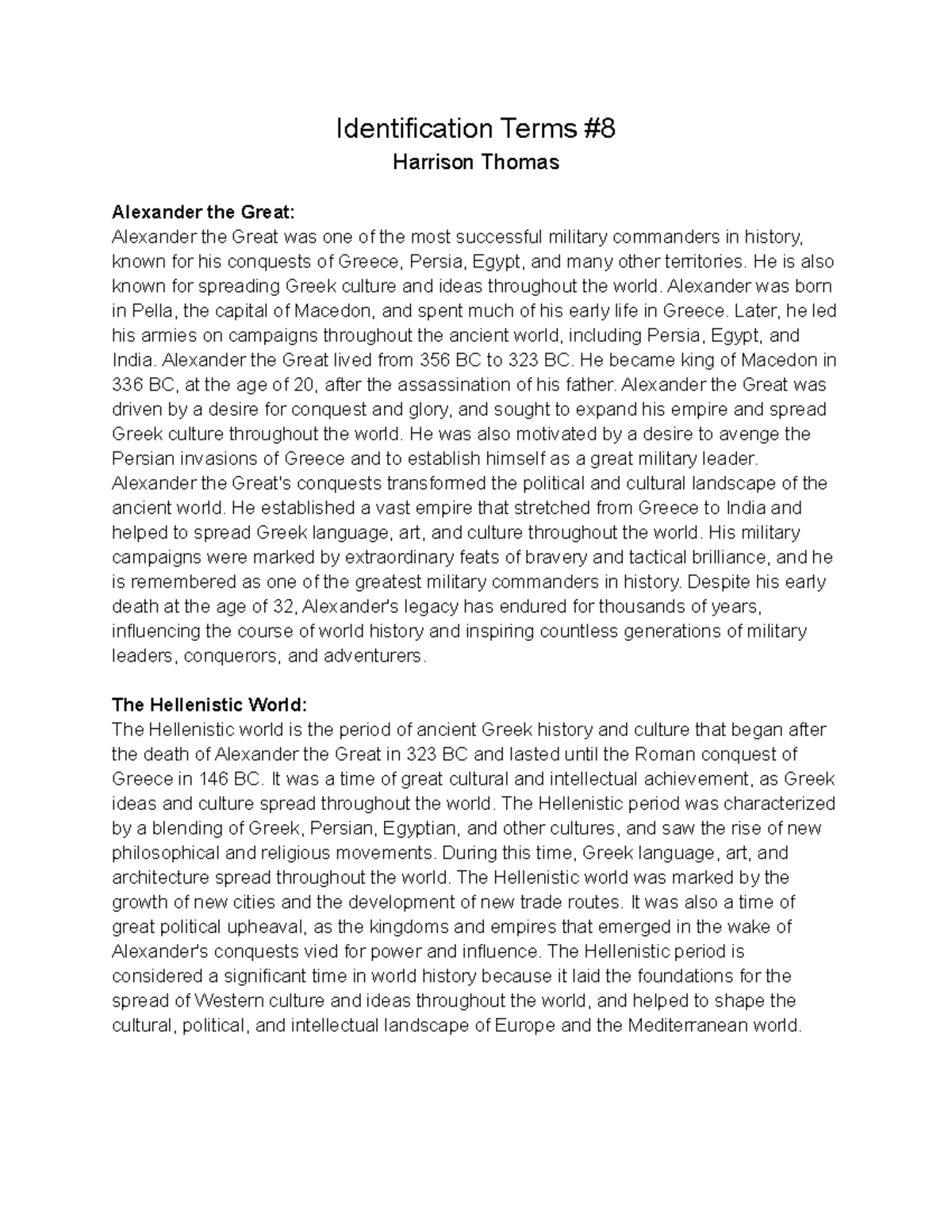 Identification Terms #8 - Identification Terms Harrison Thomas ...