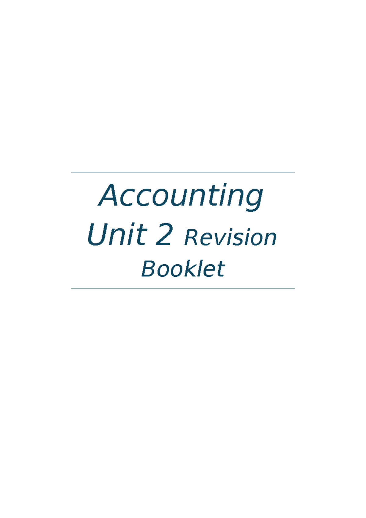 Accounting Unit 2 Revision Booklet - Accounting Unit 2 Revision Booklet ...