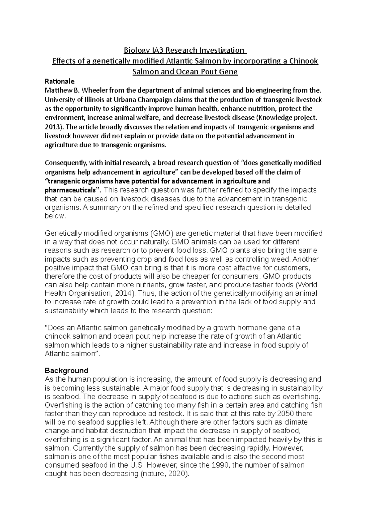 Biology IA3 report - Biology IA3 Research Investigation Effects of a ...