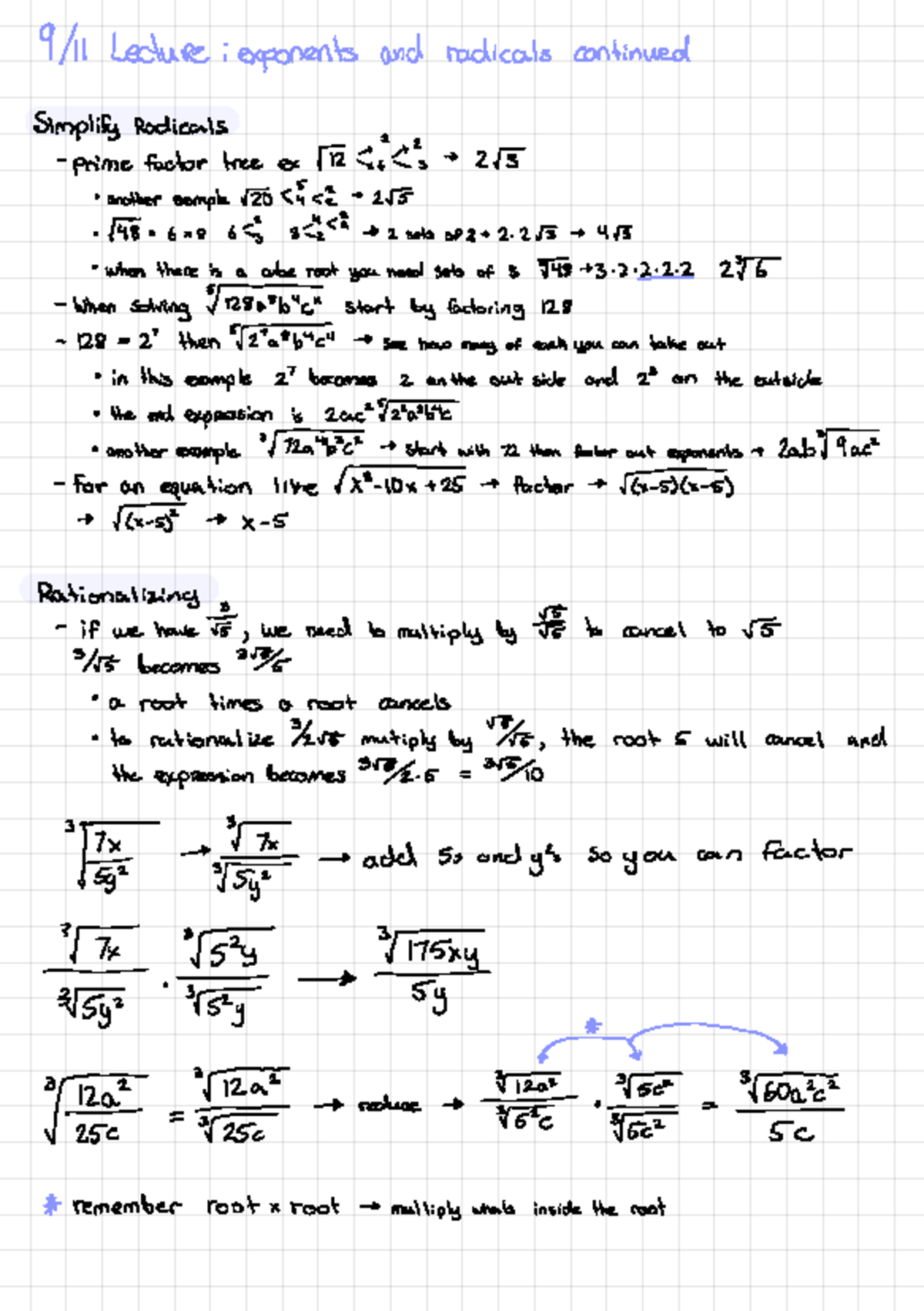 Pre Calc 9 11 - Jsjs - 9/11 Lecture : exponents and radicals continued ...