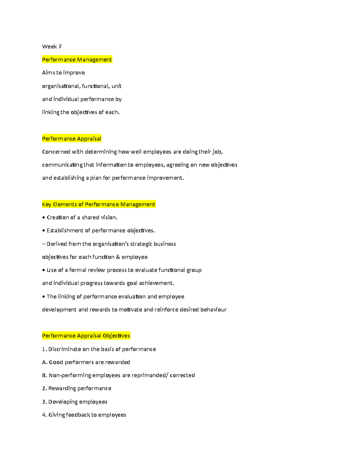 Quiz 3 Practice May6- 7 - Week 7 Performance Management Aims to improve ...