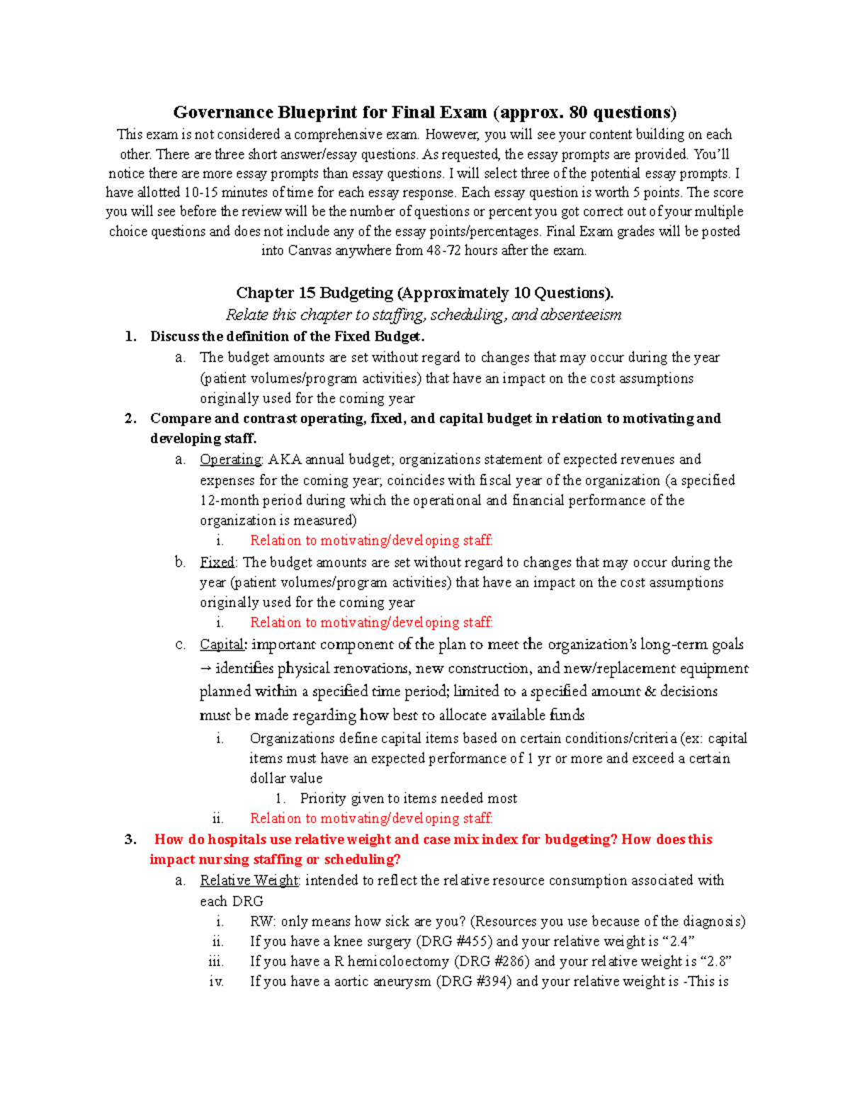 Governance Final Exam Blueprint - Governance Blueprint for Final Exam ...