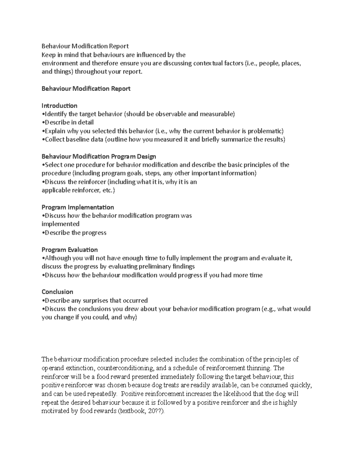 Behaviour Report text notes - Behaviour Modification Report Keep in ...