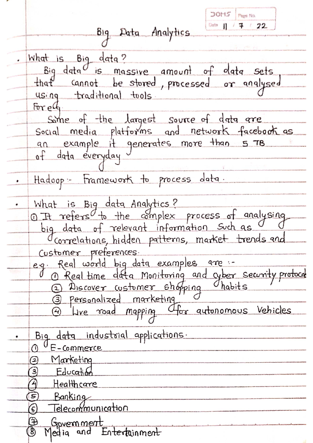 Notes Big data analytic(BDA) - Computer Engineering - Studocu