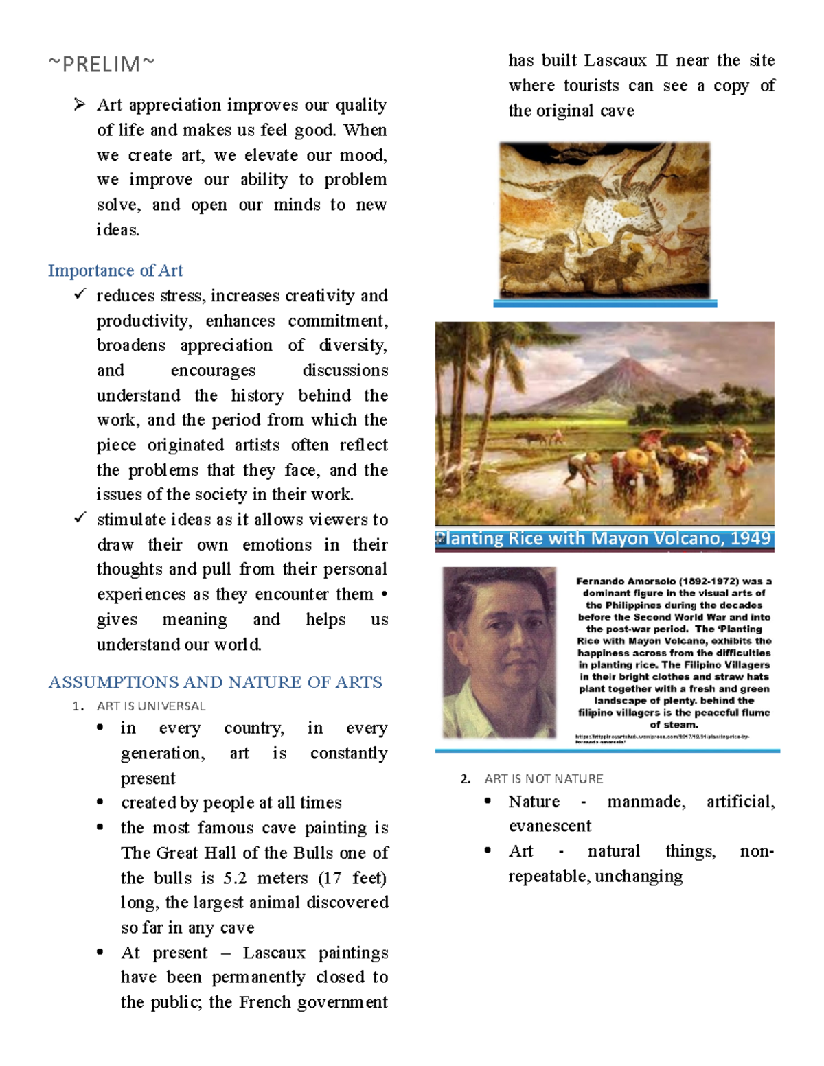 Arts- Prelim - Arts Appreciation - PRELIM Art appreciation improves our ...