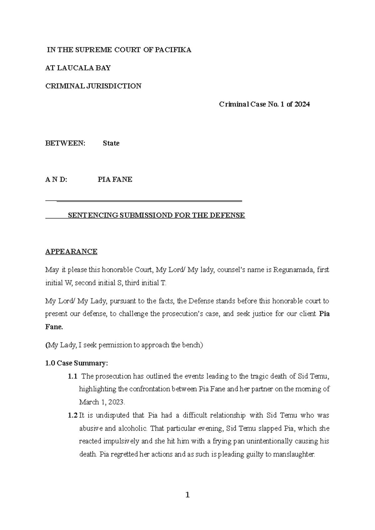 Pasifika Supreme Court - IN THE SUPREME COURT OF PACIFIKA AT LAUCALA ...