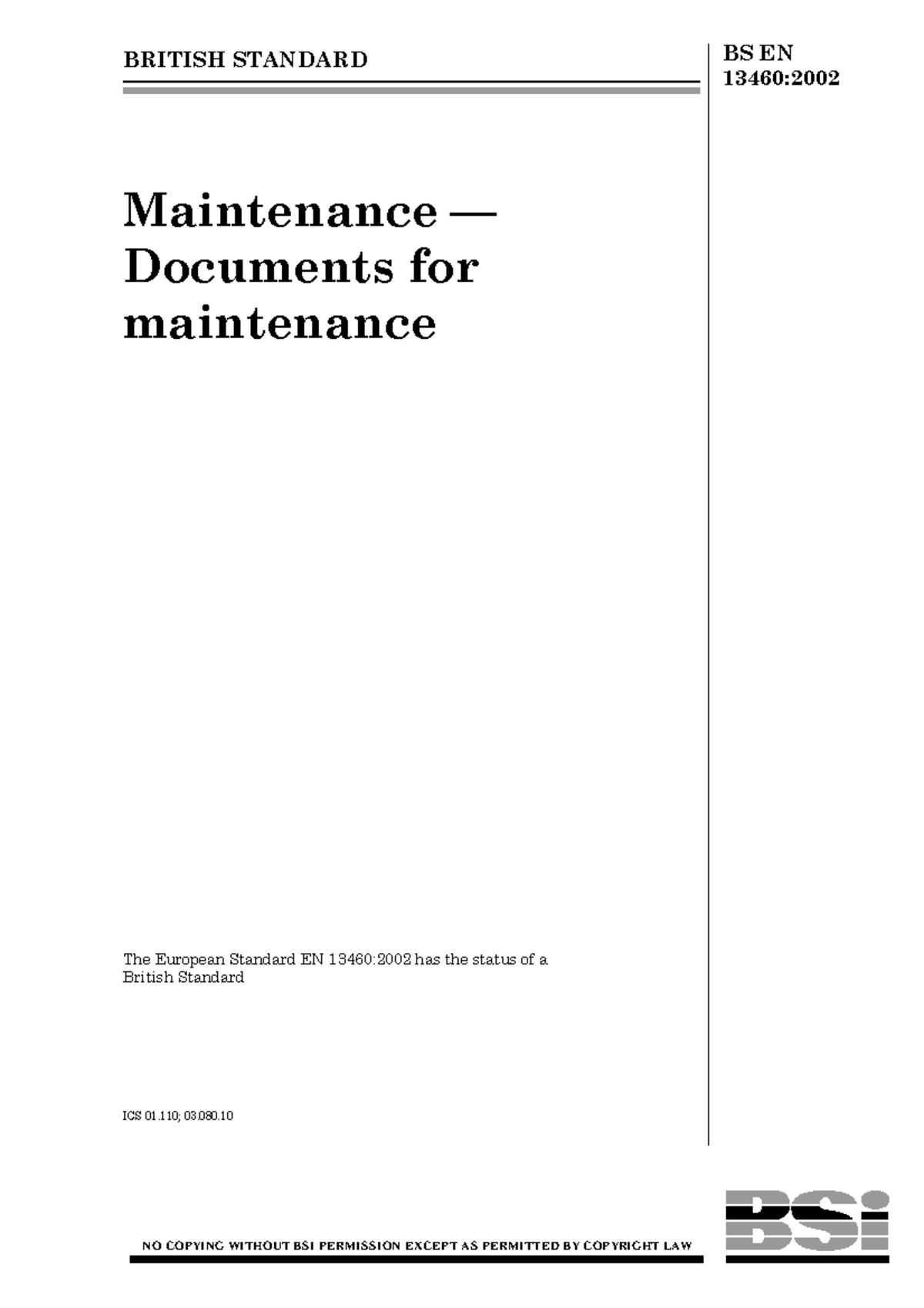 360663675 BS 13460 Maintenance Documents for Maintenance PDF - BRITISH ...