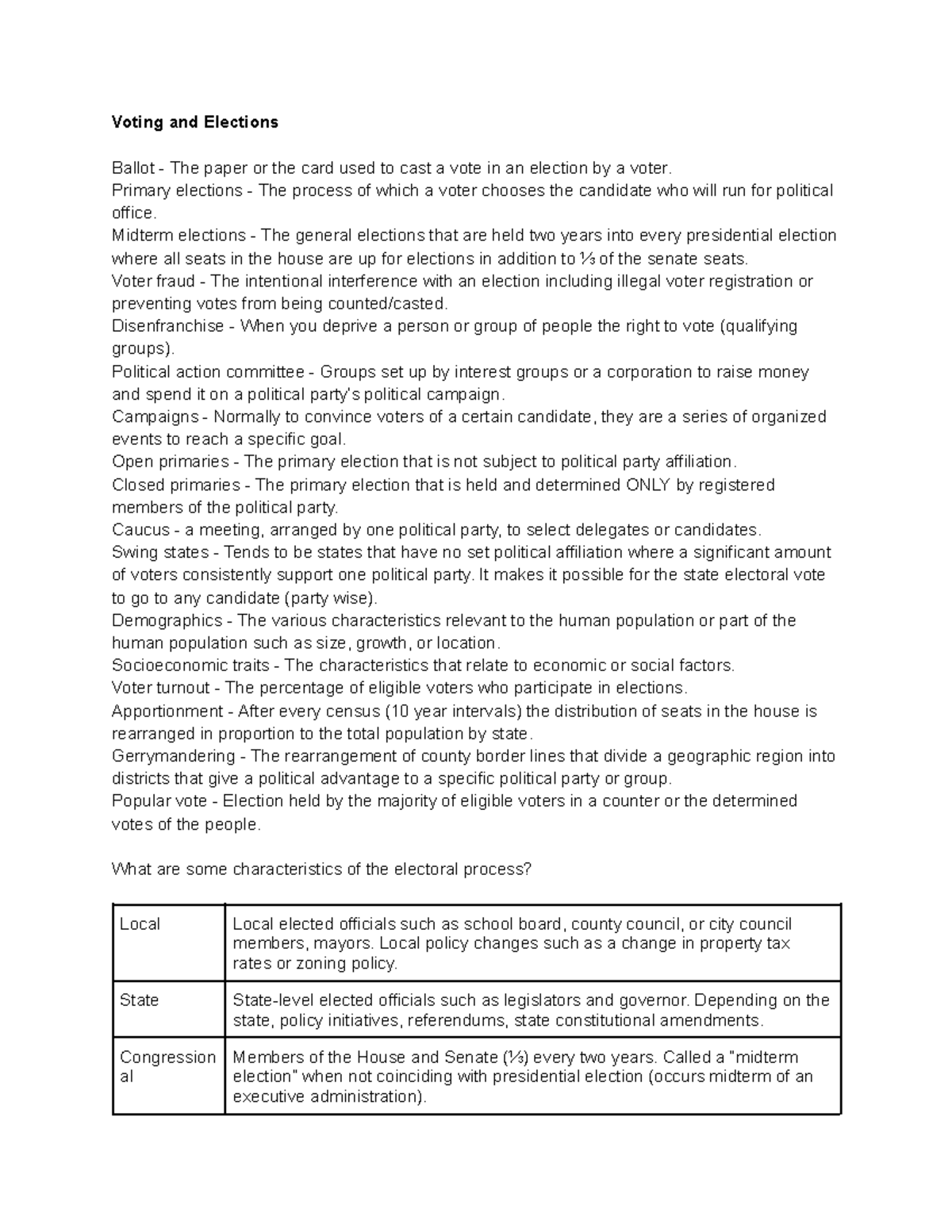 American Government Module 3 Notes 03 - Voting and Elections Ballot ...