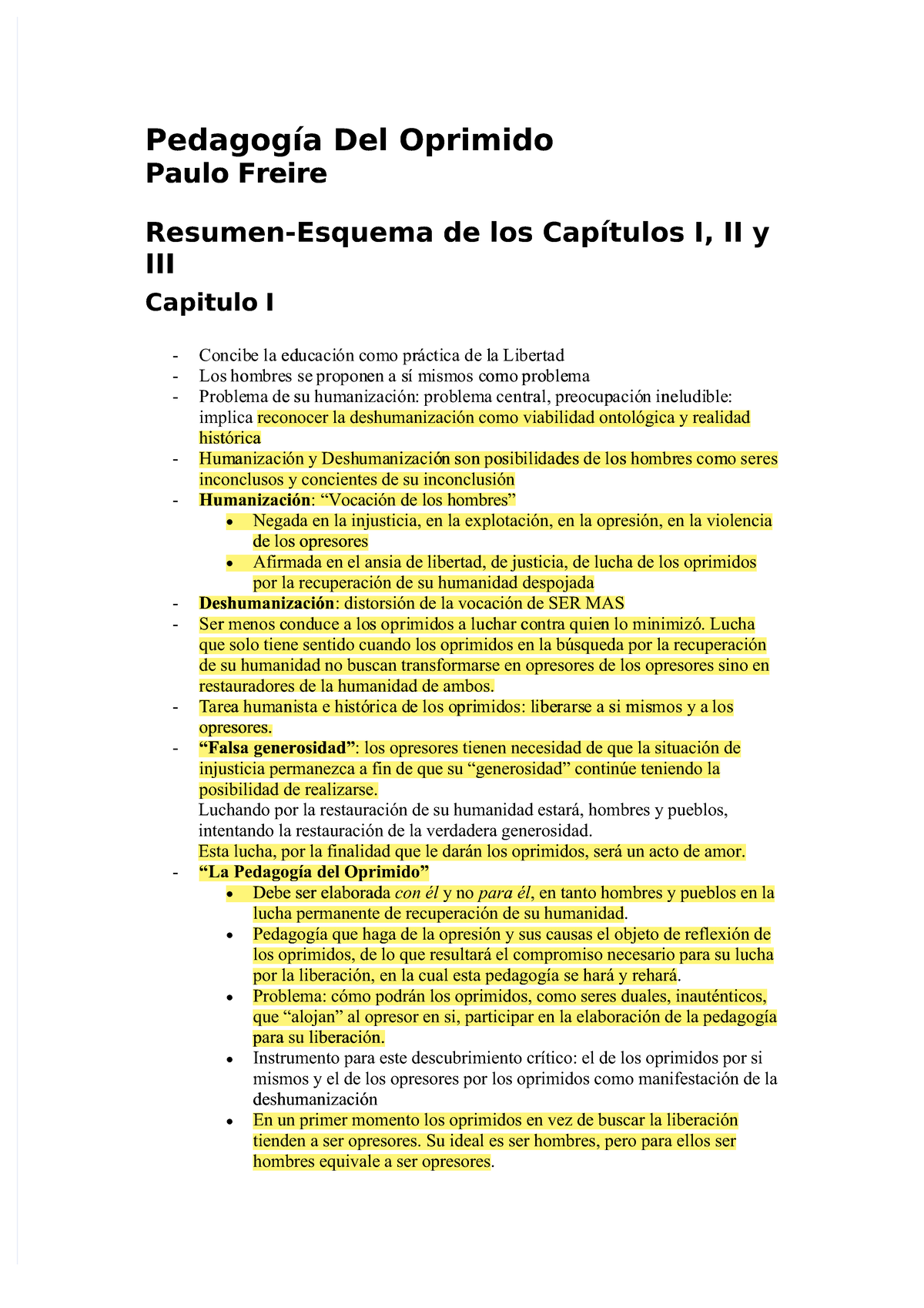 Resumen- Freire pedagogia-del-oprimido compress - Pedagogía Del OprimidoPedagogía Del Oprimido ...