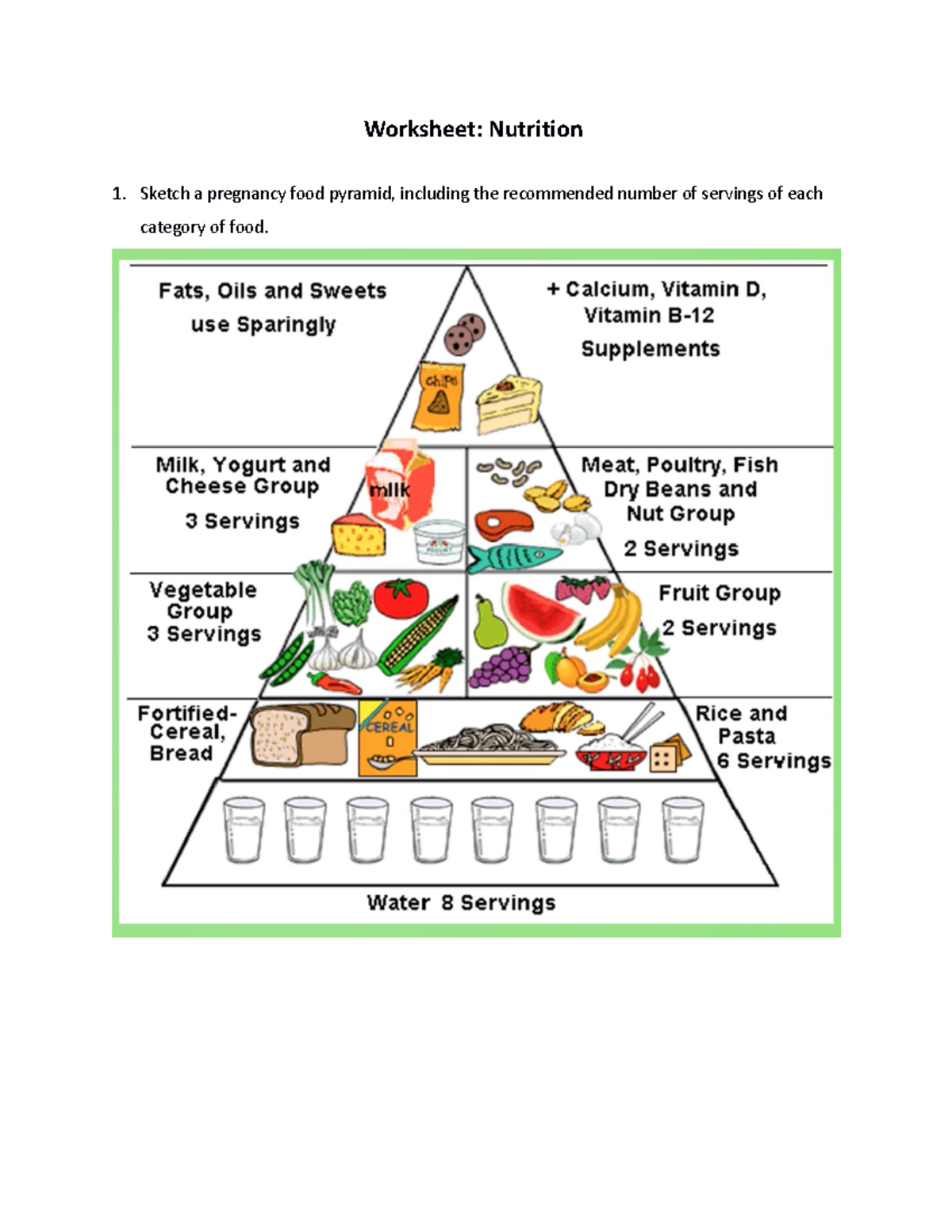 (3) Worksheet Nutrition - Worksheet: Nutrition Sketch a pregnancy food ...