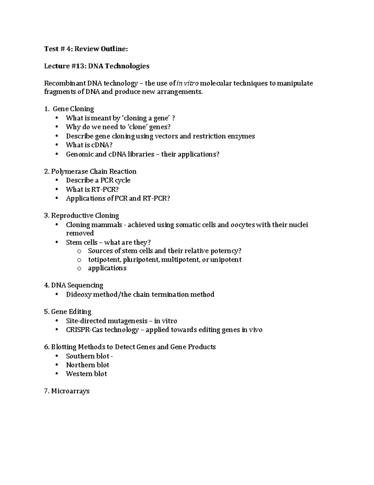 Test #4 Review Outline - **Test # 4: Review Outline: ** **Lecture #13 ...