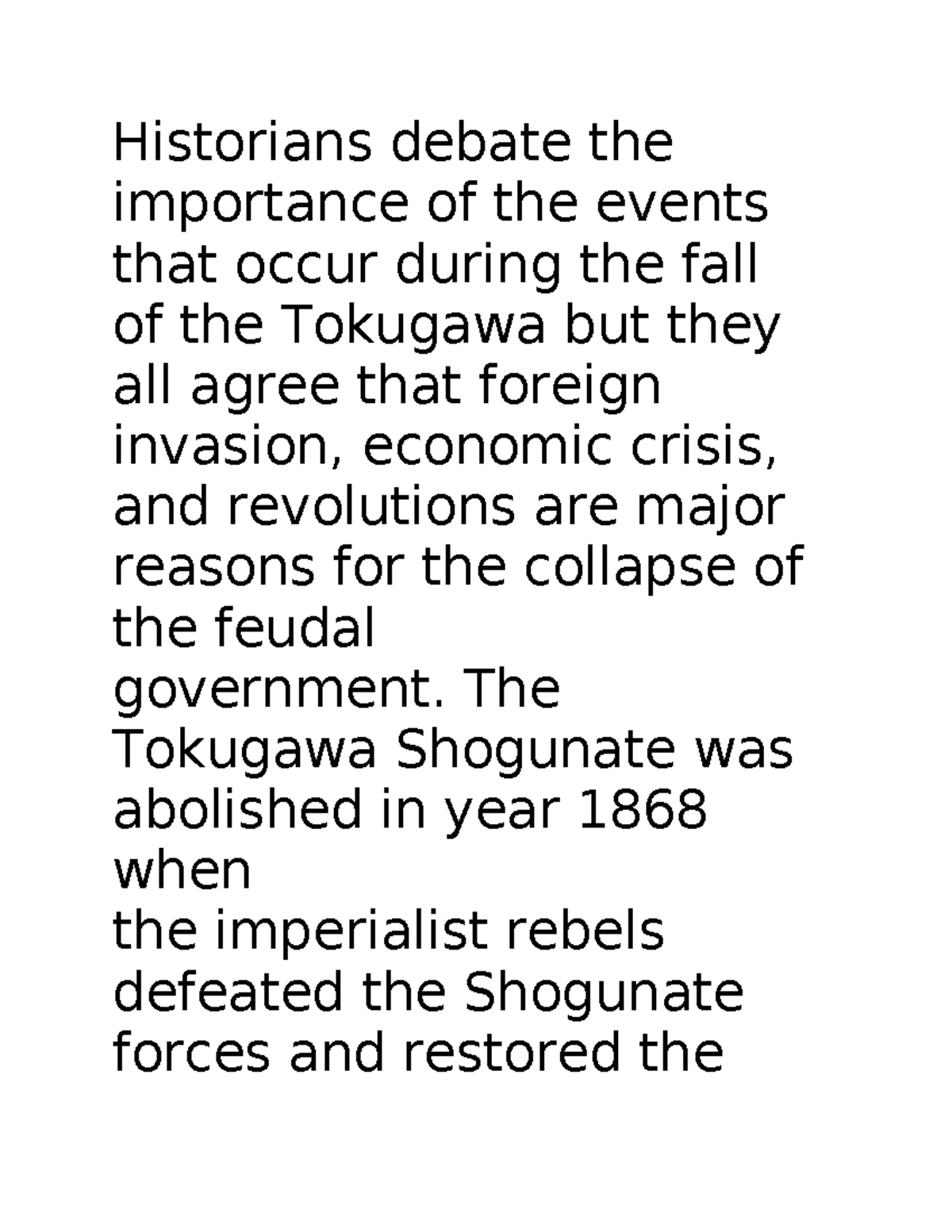 Assignment japan - tokugawa feudalism - Historians debate the ...