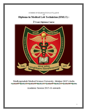 study material 1st year - DETAILED SYLLABUS (DMLT) (DIPLOMA IN MEDICAL ...