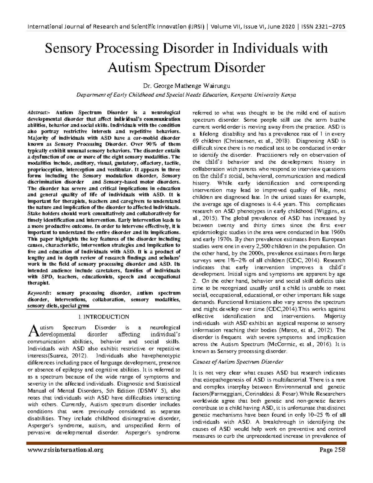 Sensory pr george - Autism and related developmental disorders ...