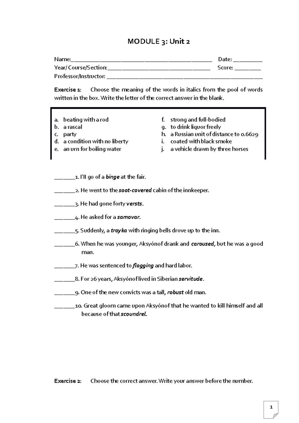 Module 3 UNIT2 Exercises Activities - MODULE 3: Unit 2 - Studocu
