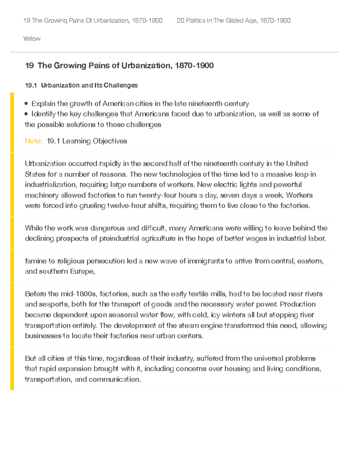 Chapter 19 20 Notes - 19 The Growing Pains of Urbanization, 1870- 19 ...
