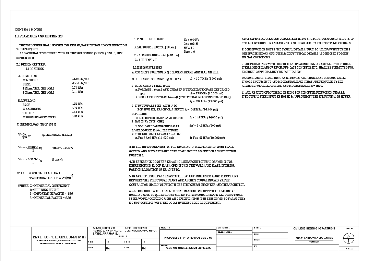 Design Criteria Layout - RIZAL TECHNOLOGICAL UNIVERSITY BONI AVENUE ...