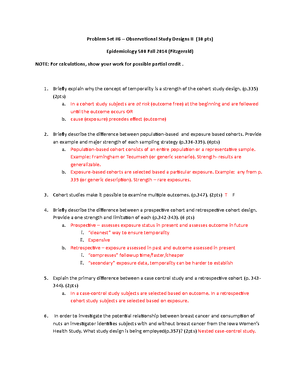 Problem Set 8 Epi 500 Fall 2014 Fitzgerald KEY - Problem Set #8 ...
