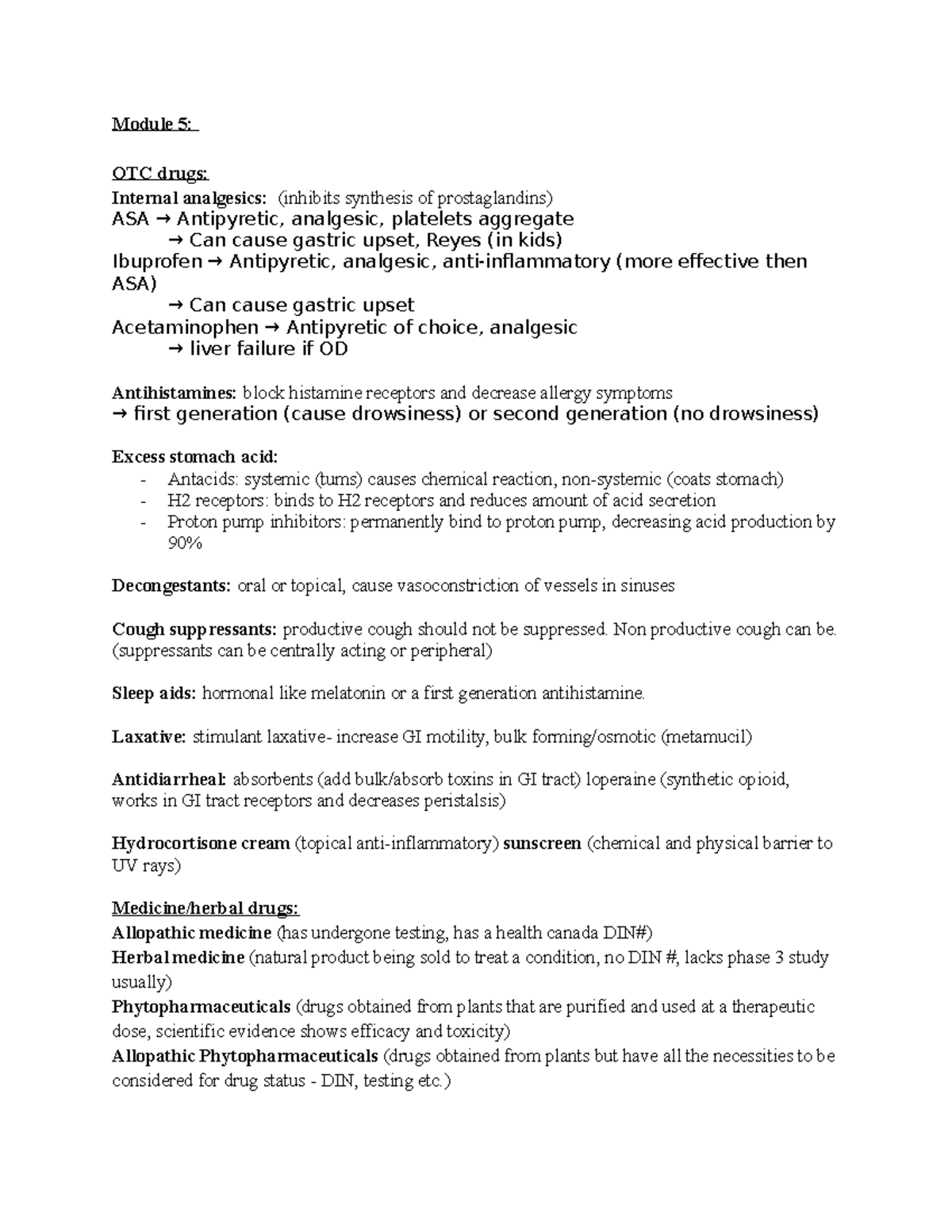 Pharm 100 - module 5 - Module 5: OTC drugs: Internal analgesics ...