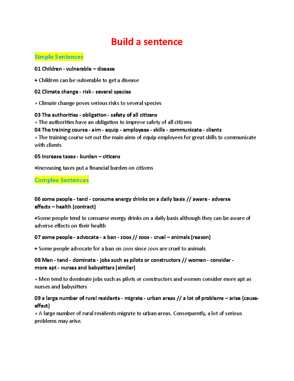 Build a sentence 6 - writing structure - Build a sentence Simple ...