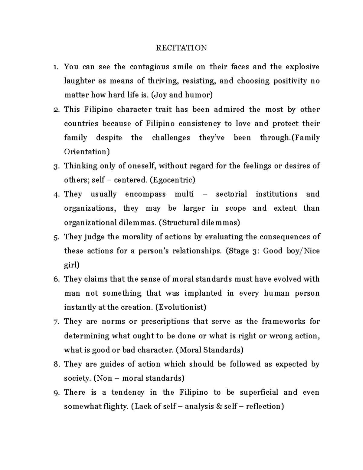 Recitation - Notes - terms - RECITATION You can see the contagious ...