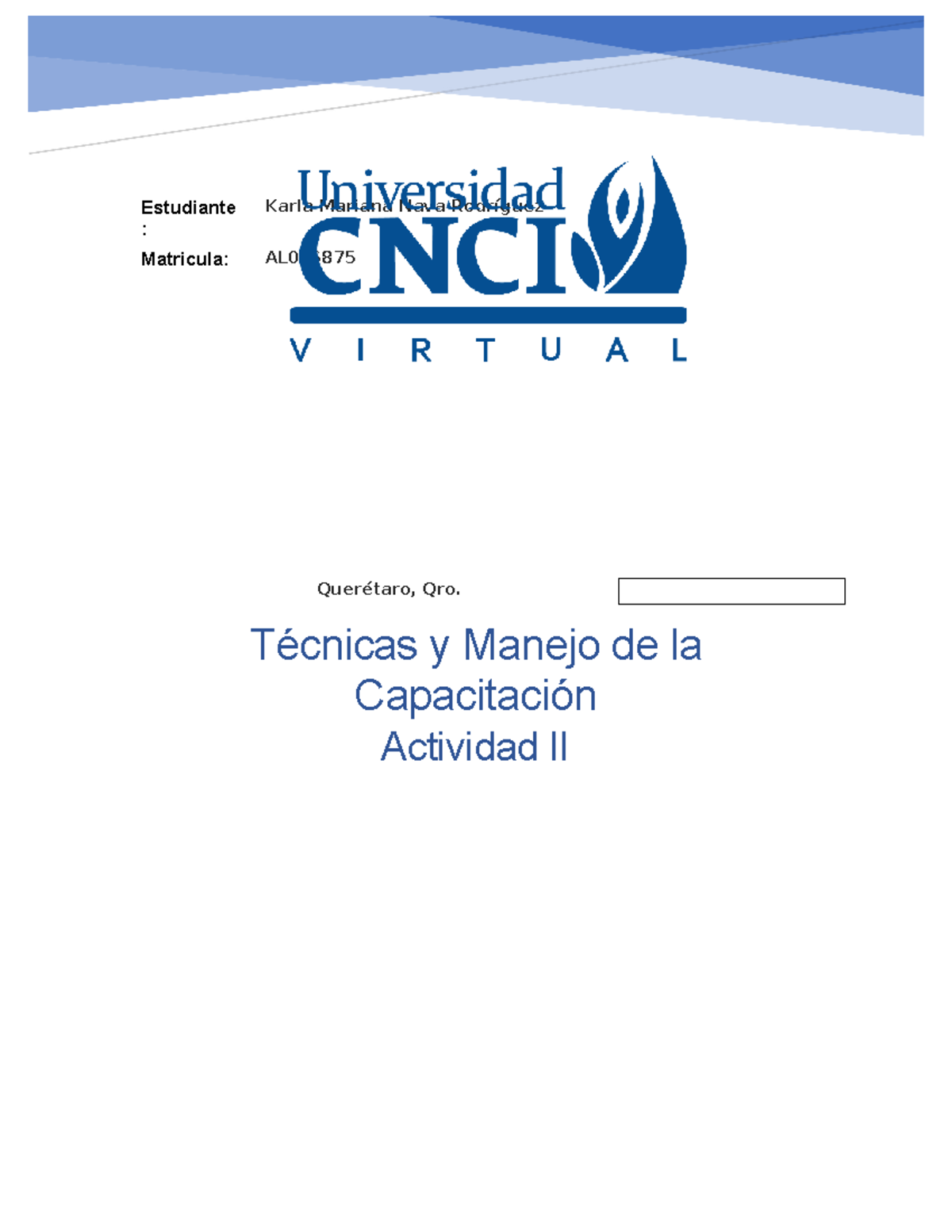 Actividad II - Tutor: Mónica Cedillo Jiménez Estudiante : Karla Mariana ...