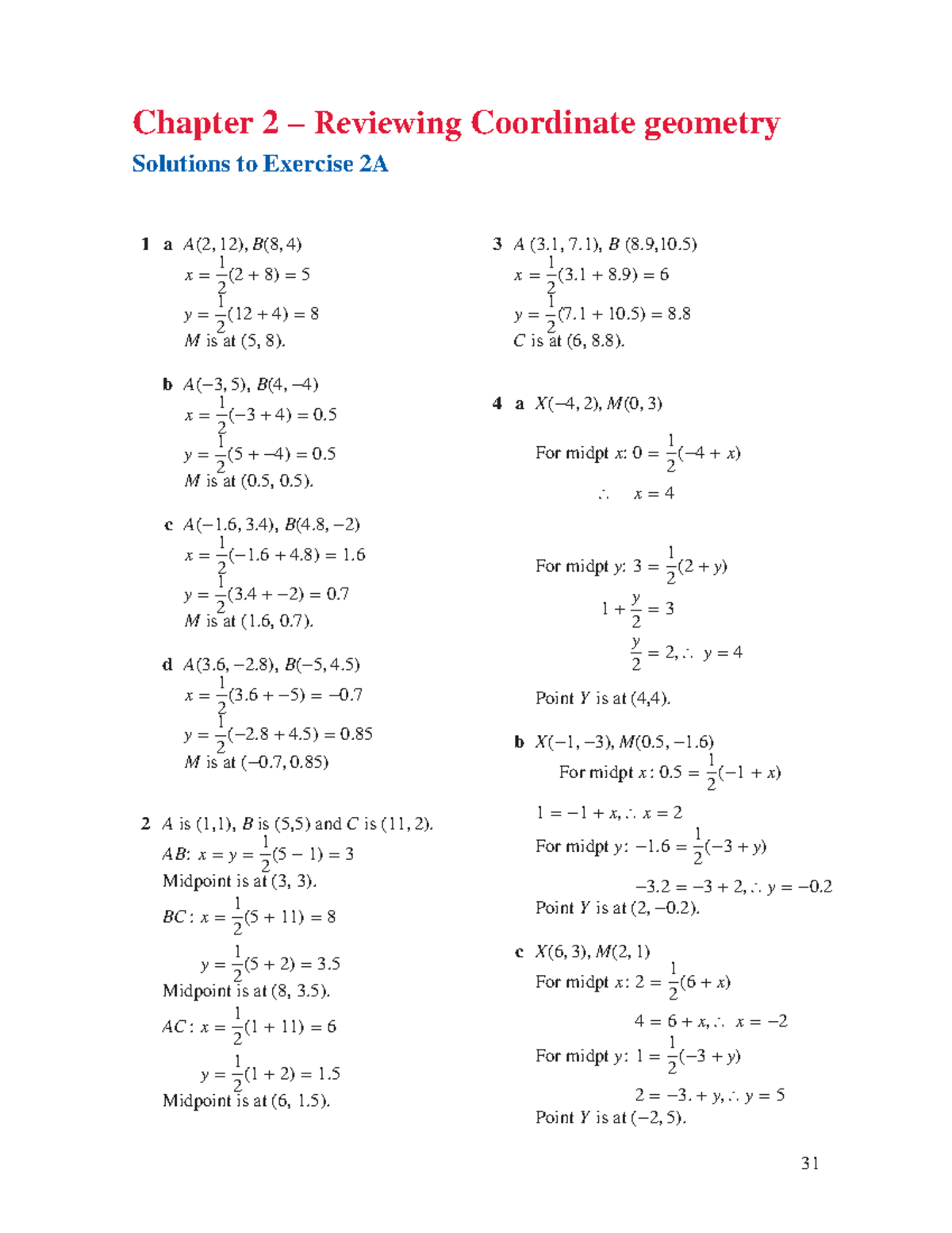Chapter 2 Reviewing Coordinate Geometry - Chapter 2 – Reviewing ...