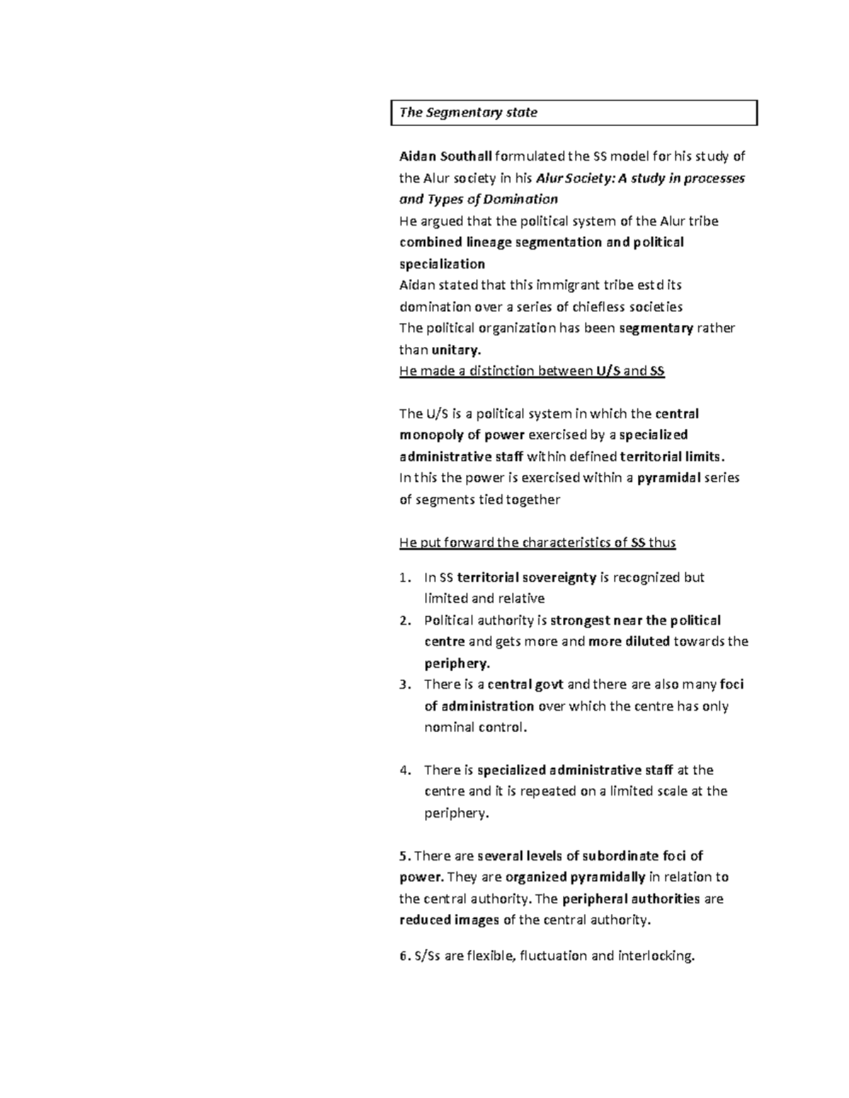 Segmentary state - The Segmentary state Aidan Southall formulated the ...
