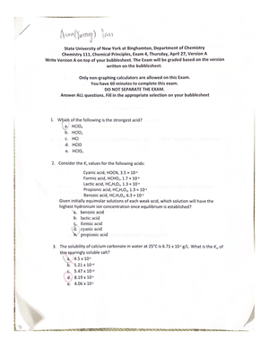 Chem111 exam3 - Chem 111 - Studocu