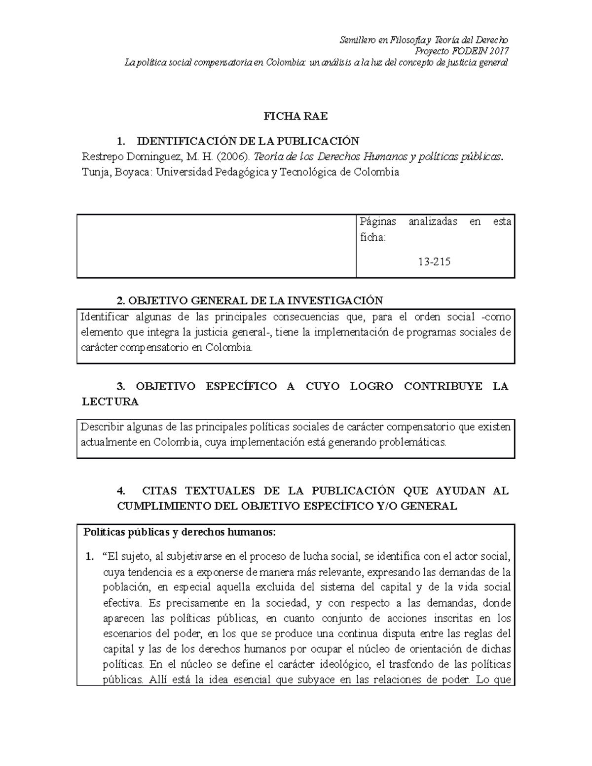 Modelo DE Ficha RAE ( Resumen Análitico DE Escrito) 1 - Semillero en y ...