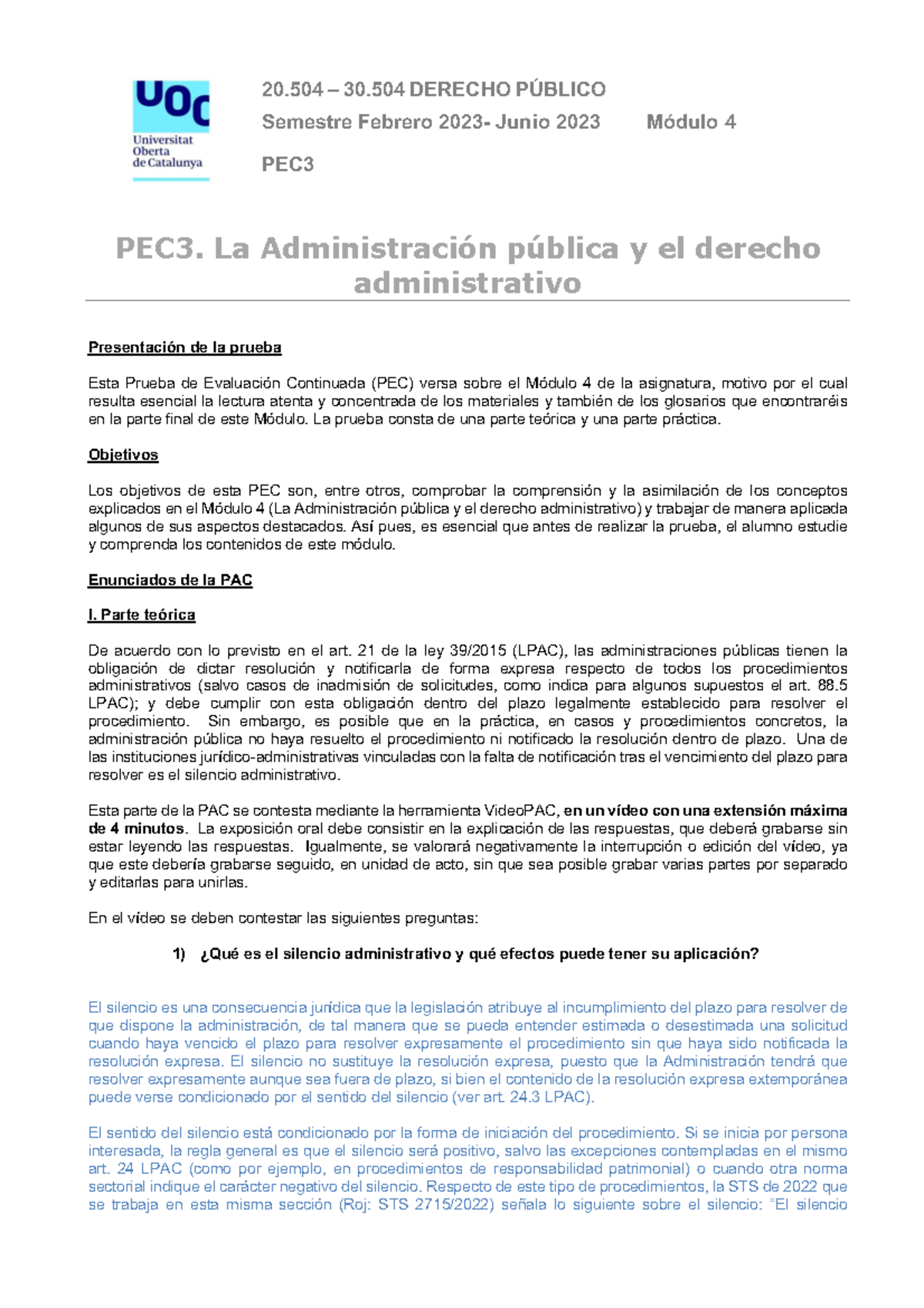 SOL PEC 3 Derecho Publico - 20 – 30 DERECHO PÚBLICO Semestre Febrero 2023 - Junio 2023 Módulo 4 ...