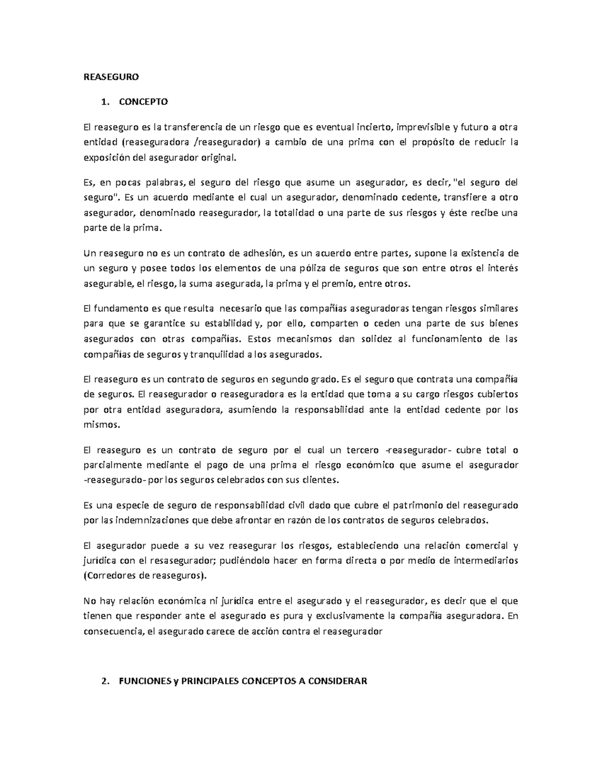 Reaseguro Y Retrocesion Reaseguro 1 Concepto El Reaseguro Es La 1127