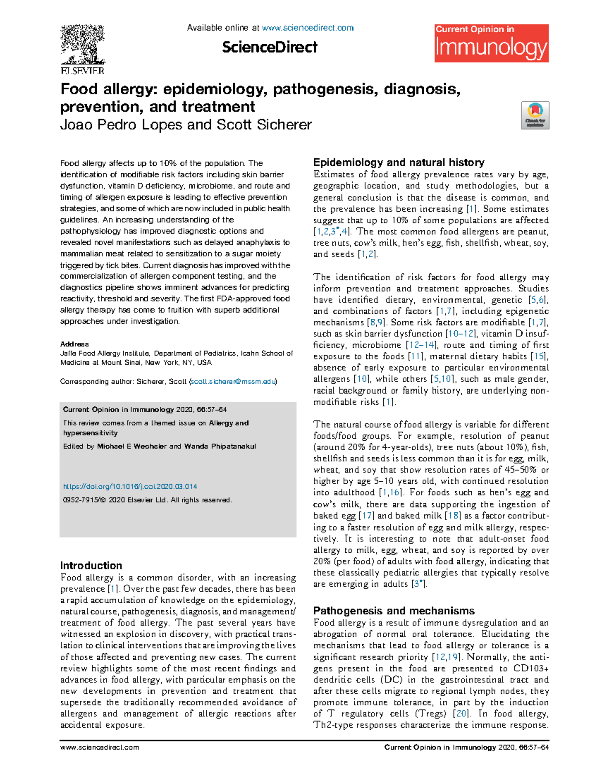Food allergy epidemiology, pathogenesis, diagnosis - Food allergy ...