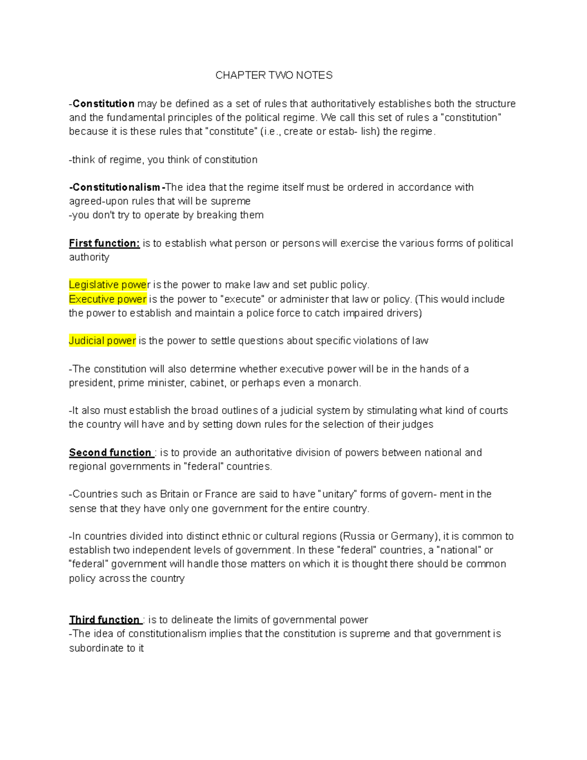 PO263 chapter 2 notes - CHAPTER TWO NOTES Constitution may be defined ...