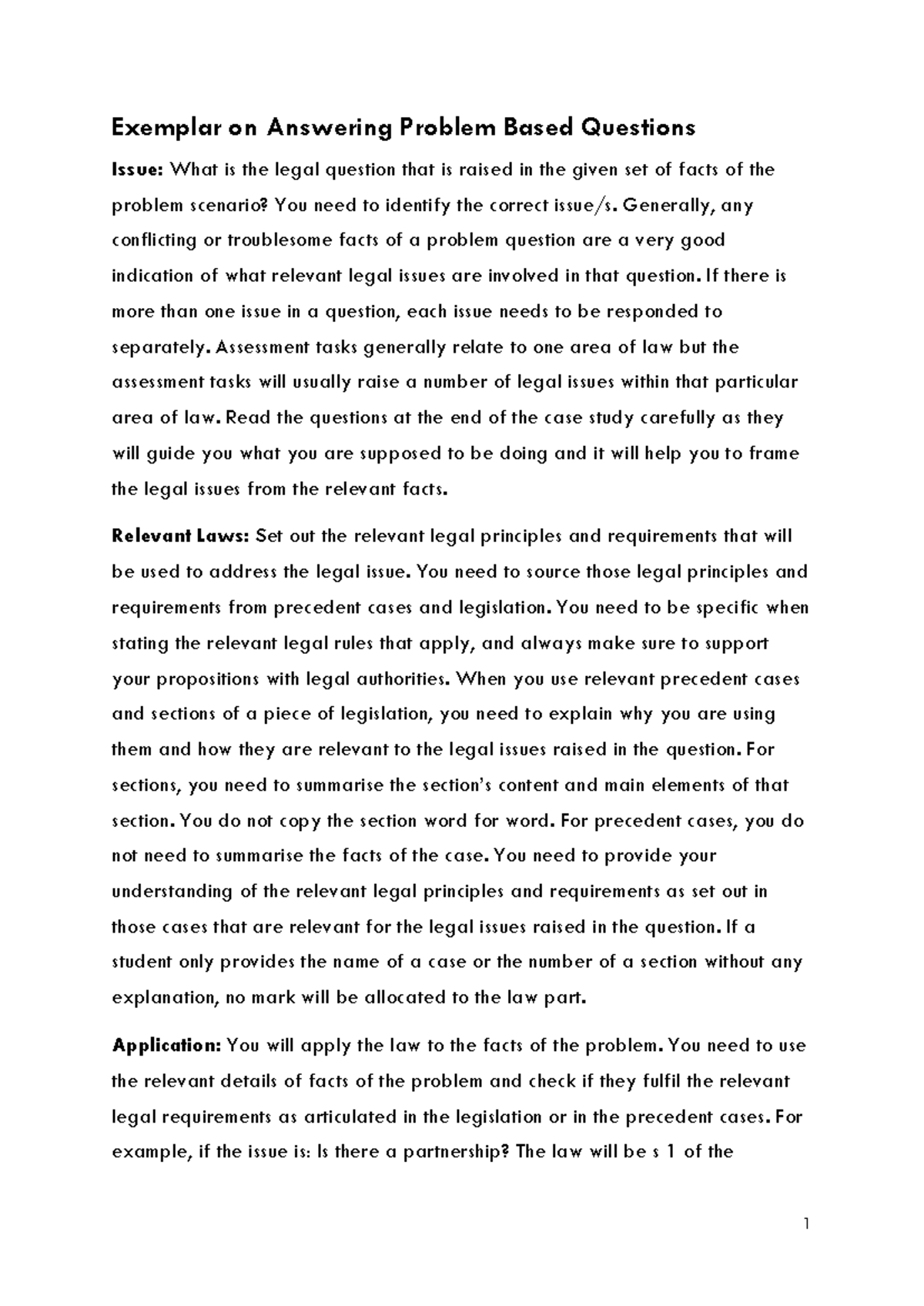 Answering Problem Based Questions - Generally, any conflicting or ...