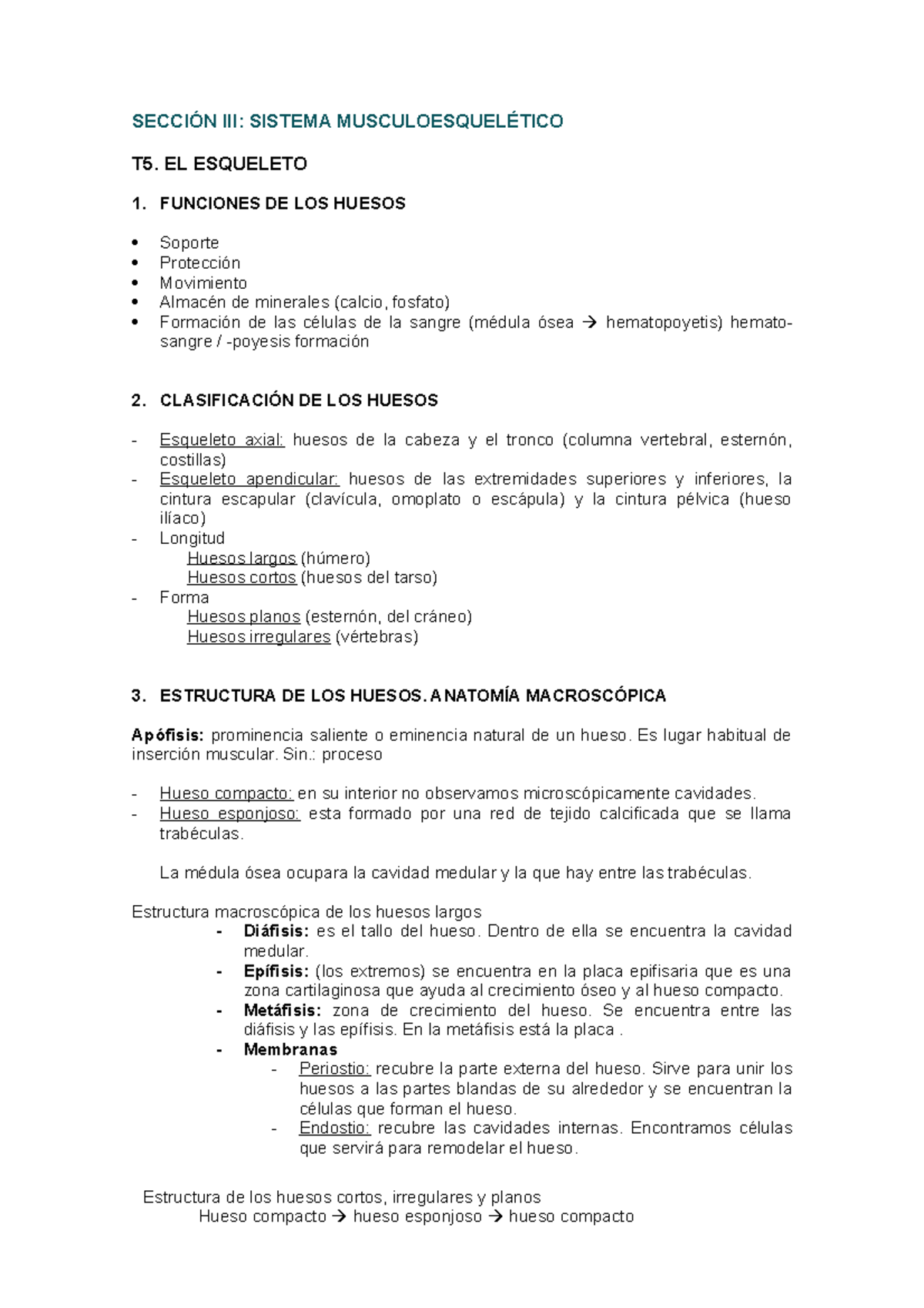 T5. El esqueleto - asdfgh - SECCIÓN III: SISTEMA MUSCULOESQUELÉTICO T5 ...