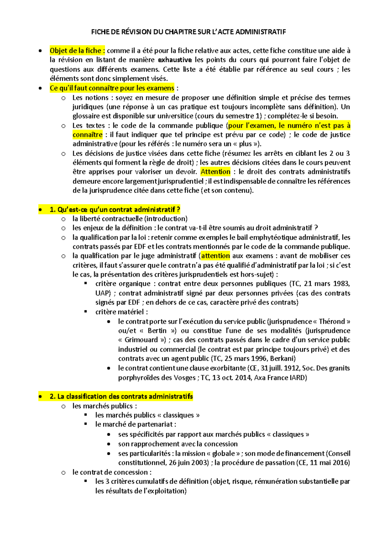 Fiche de révision 2- contrat administratif - FICHE DE RÉVISION DU ...